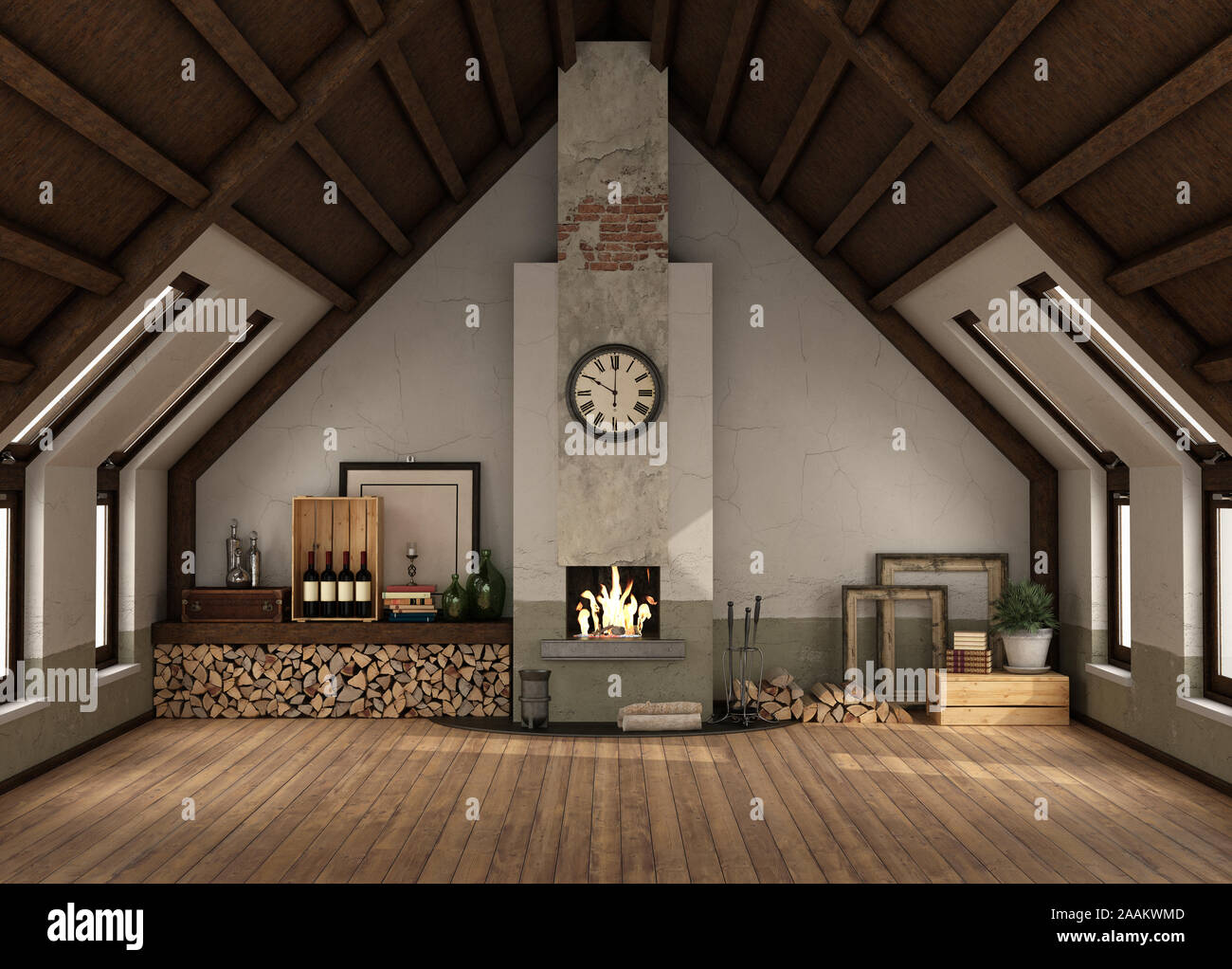 Apartment attic fireplace furniture hi-res stock photography and images ...