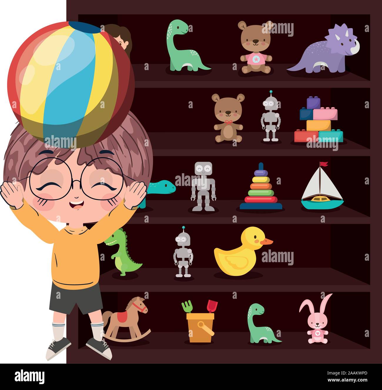 Isolated boy cartoon with toys vector design Stock Vector Image & Art ...