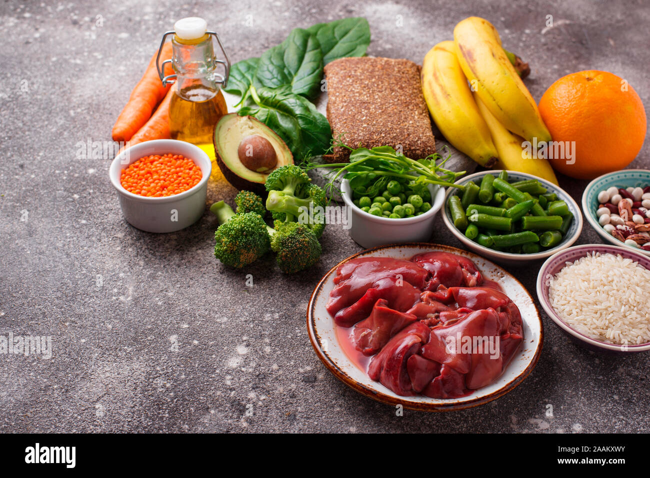 Food rich in folic acid Stock Photo - Alamy