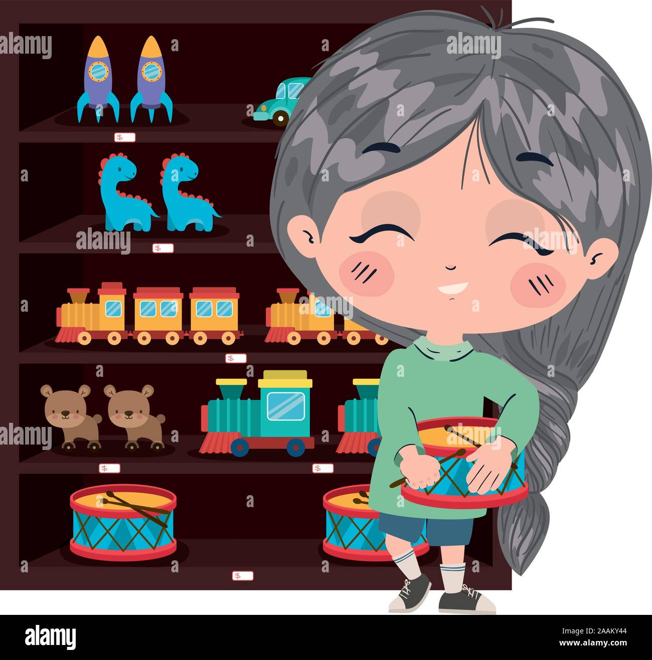 Isolated girl cartoon with toys vector design Stock Vector Image & Art ...