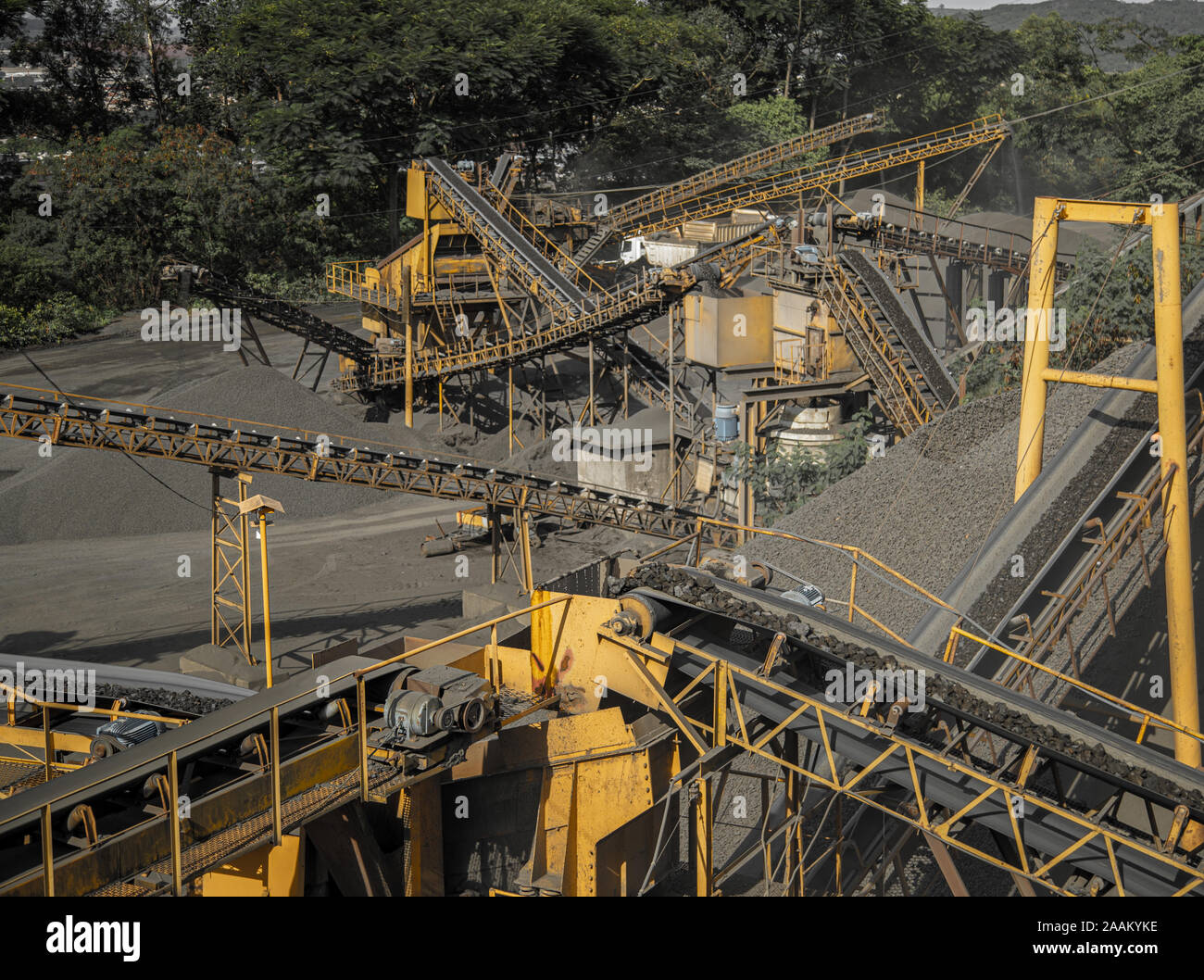 conveyor belt mine line rock transport Stock Photo - Alamy