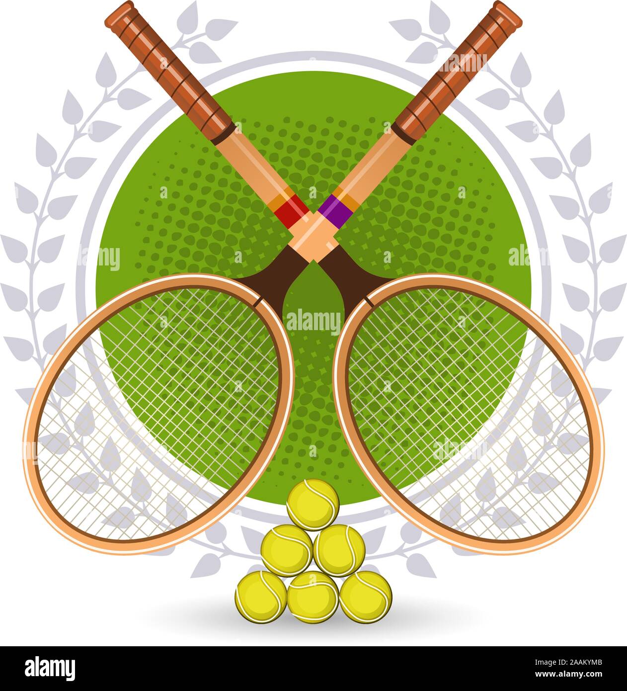 Retro Tennis Emblem Set with rackets and laurel wreath vector ...