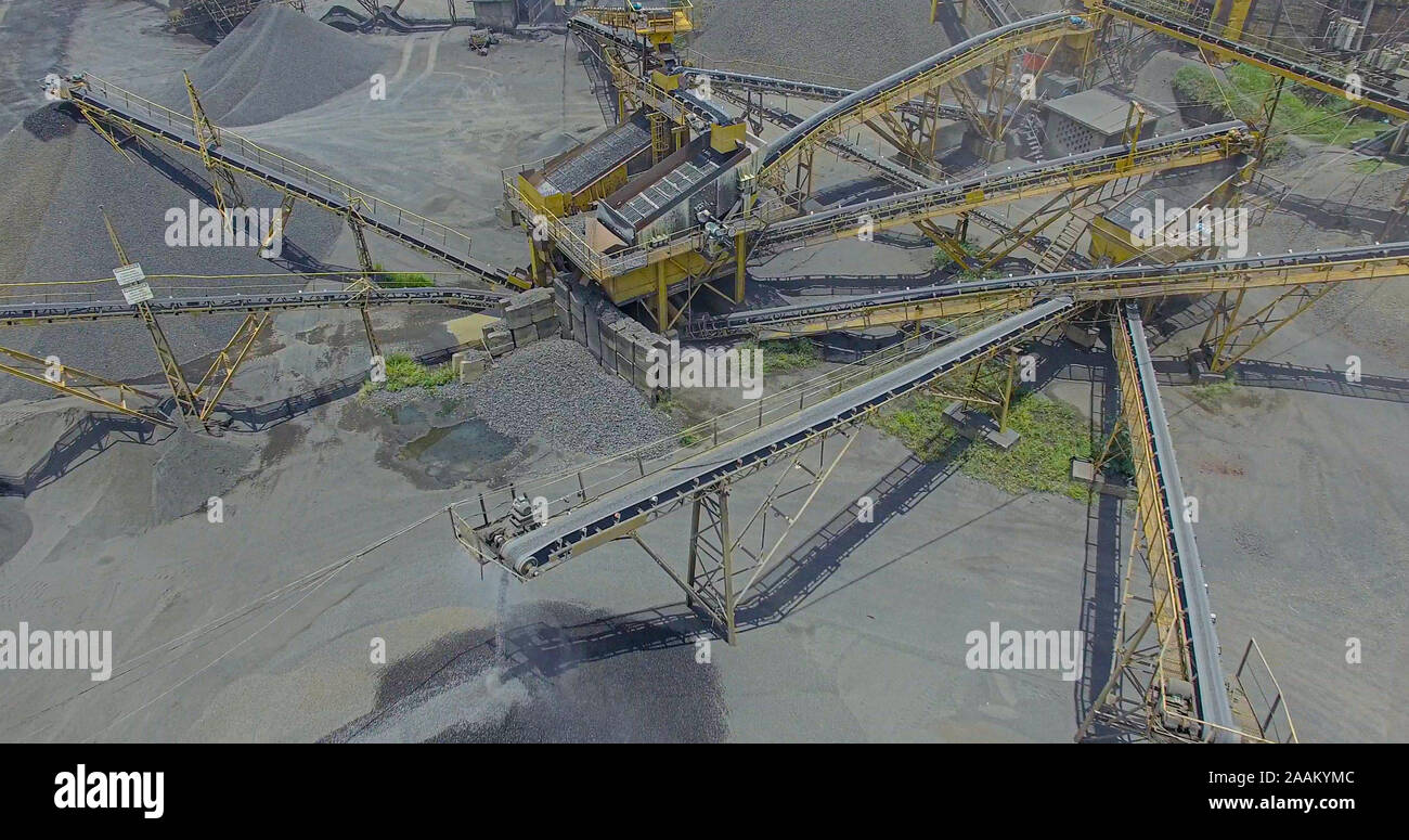 conveyor belt mine line rock transport Stock Photo - Alamy