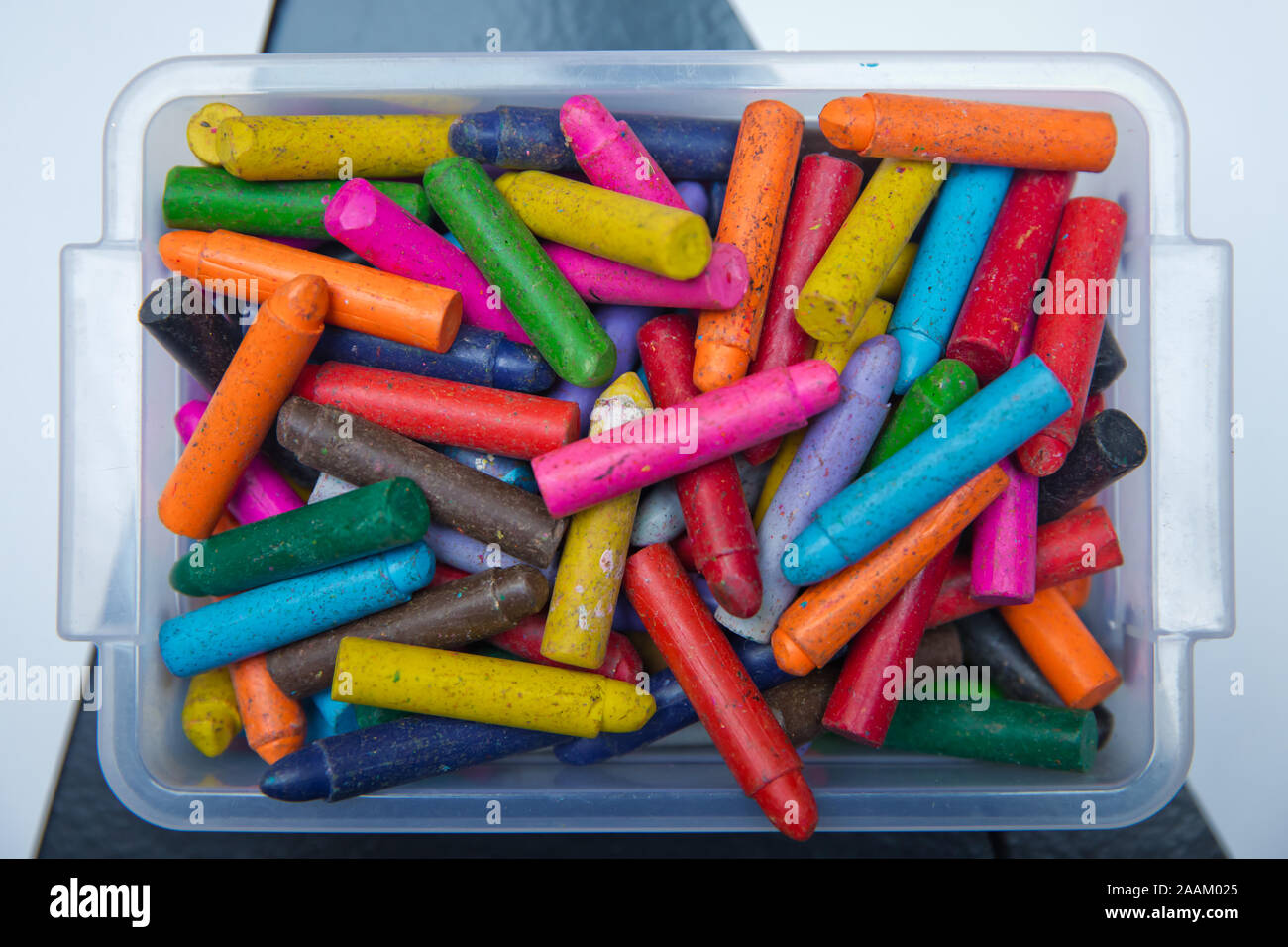 Crayons on the table. Montessori wood color gamut . crayon and paper ...