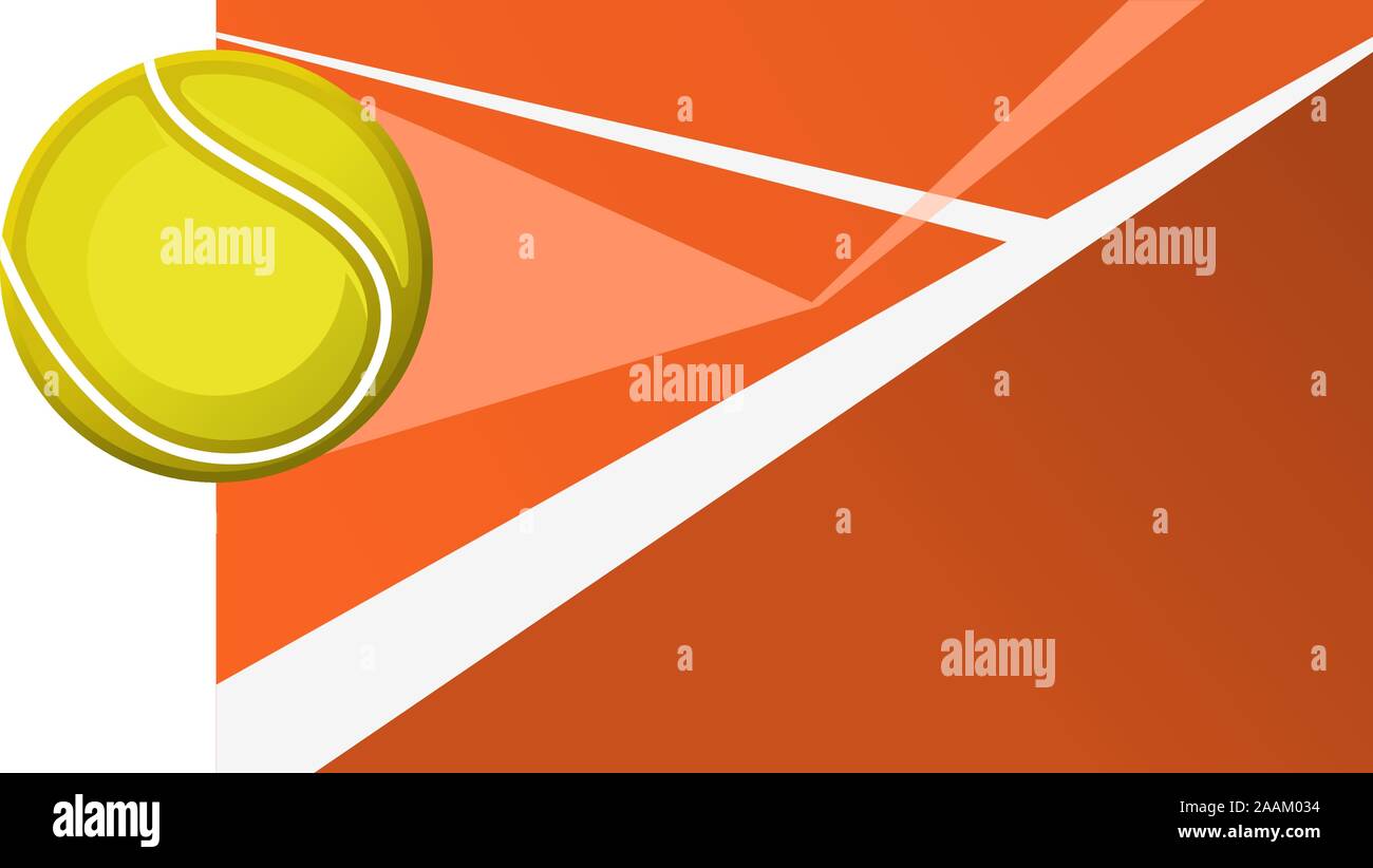 Tennis match point ball on tennis court line layout. Vector ...