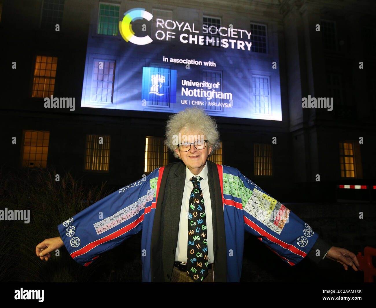 Sir Martyn Poliakoff CBE FREng FRS during a light display at Nottingham ...