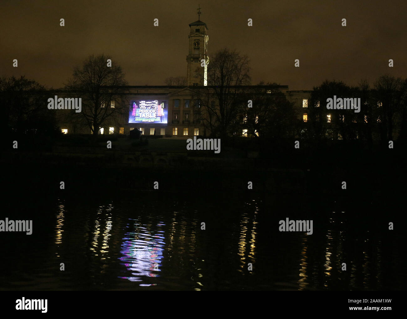 A light display at Nottingham University showing the Periodic Table ...