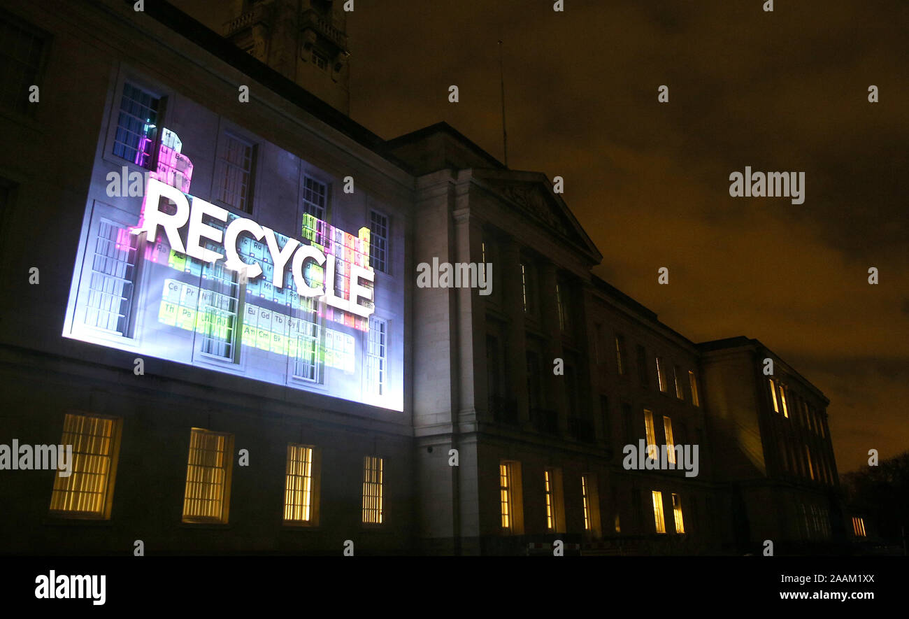 A light display at Nottingham University showing the Periodic Table ...