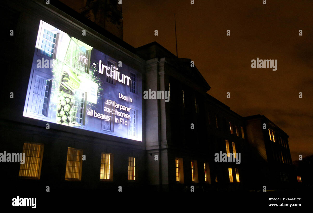 A light display at Nottingham University showing the Periodic Table ...