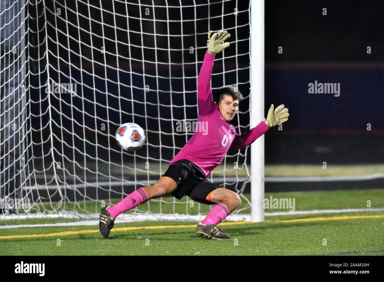 The flight of the ball tells the story as keeper was unable to stop the ...