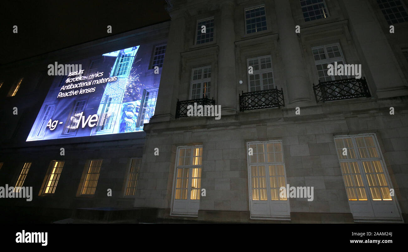 A light display at Nottingham University showing the Periodic Table ...