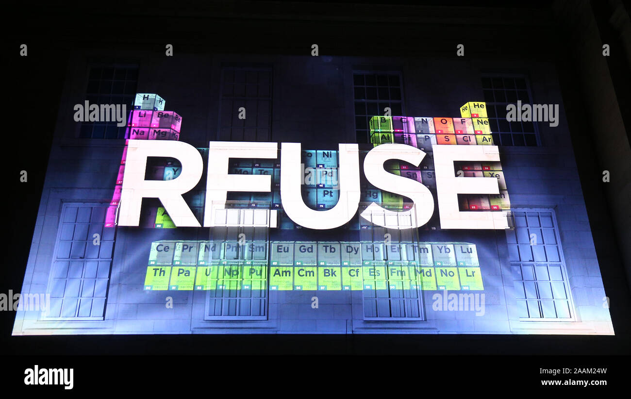 A light display at Nottingham University showing the Periodic Table ...
