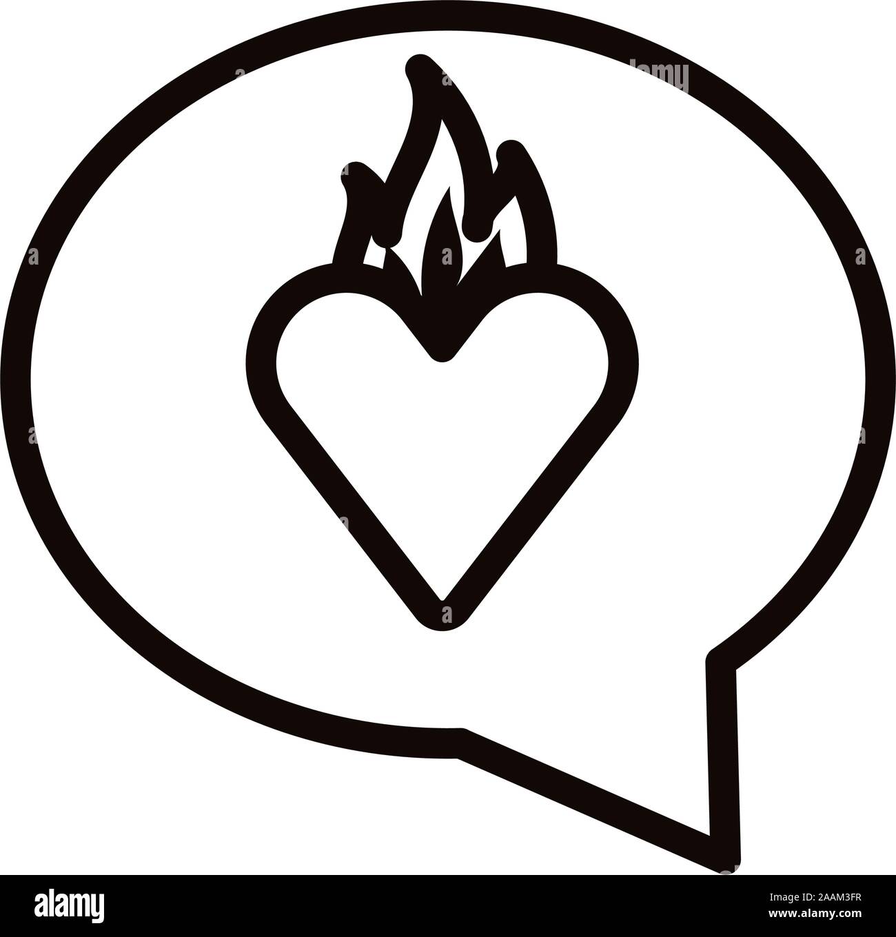 speech bubble message with heart and flame Stock Vector Image & Art - Alamy