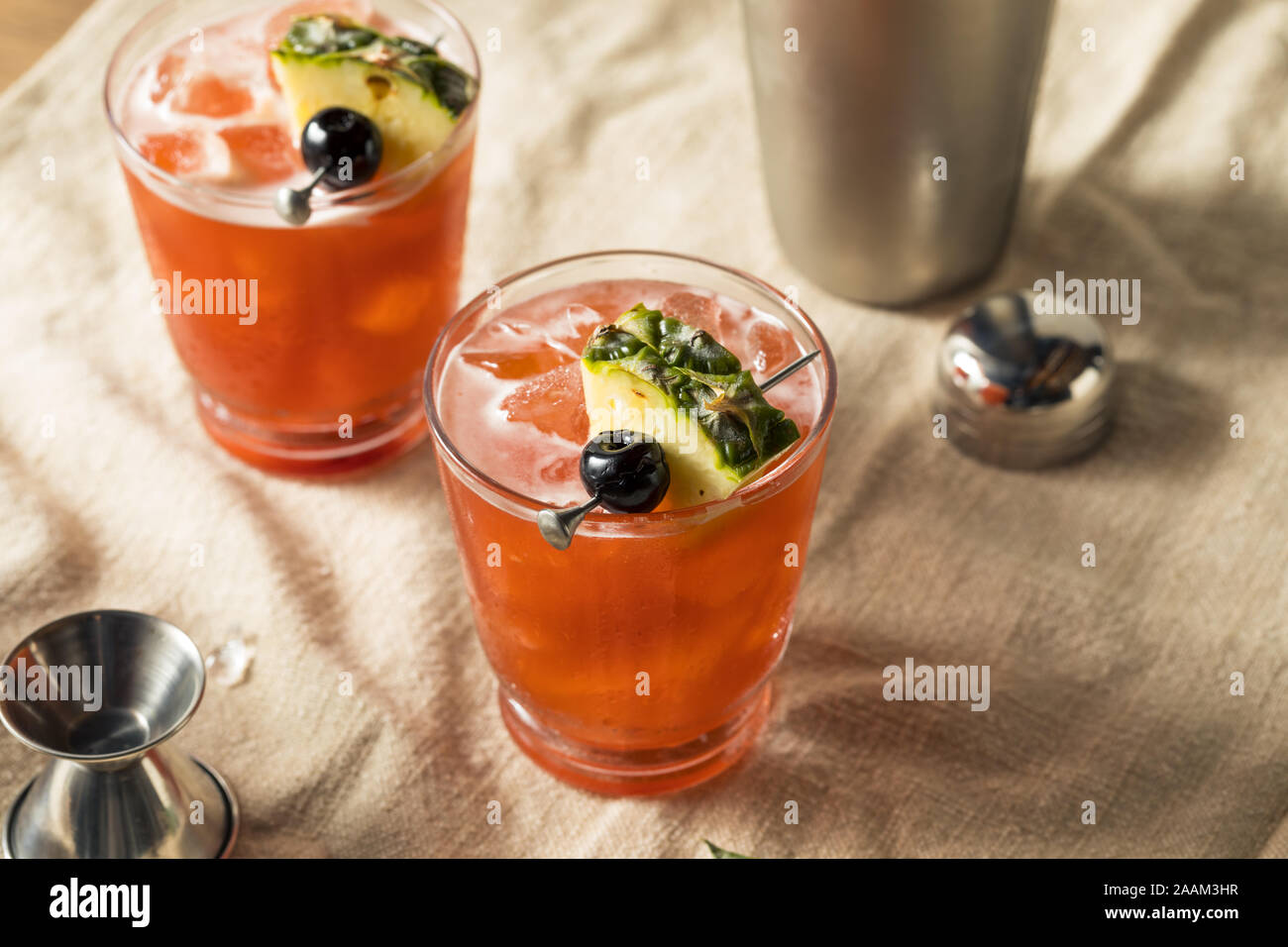 Alcoholic Jungle Bird Rum Tiki Cocktail with PIneapple Stock Photo - Alamy