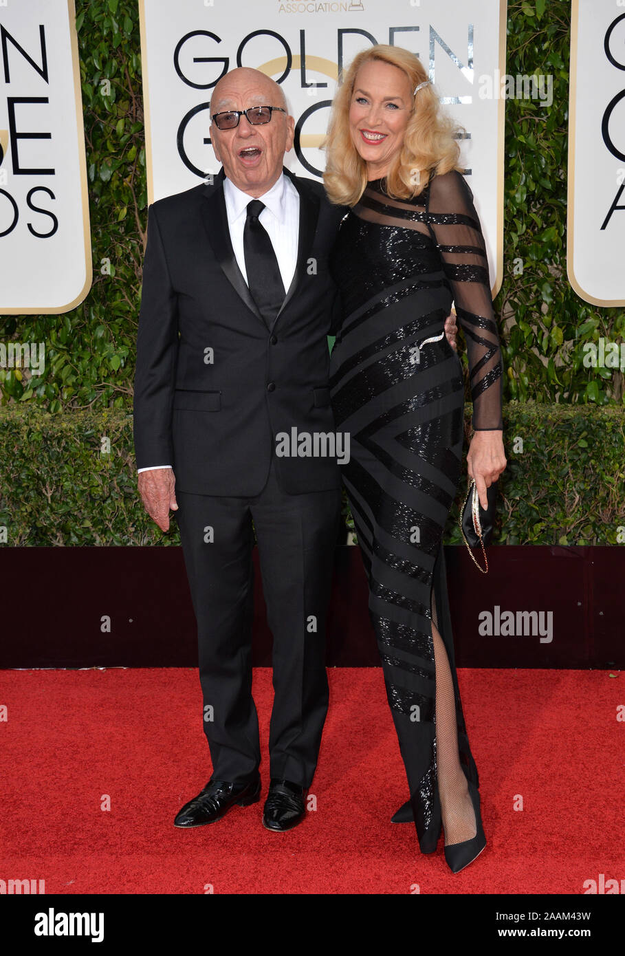 LOS ANGELES, CA - JANUARY 10, 2016: Rupert Murdoch & Jerry Hall at the ...