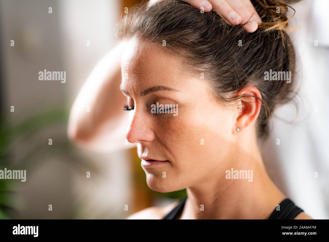 Osteopathy treatment. Osteopathist working with female patient Stock ...