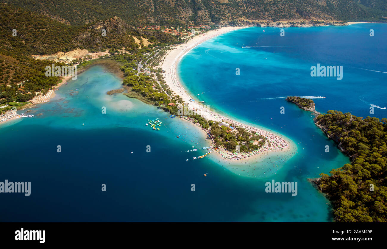 Aerial panorama of Blue Lagoon in Oludeniz, Turkey Stock Photo - Alamy