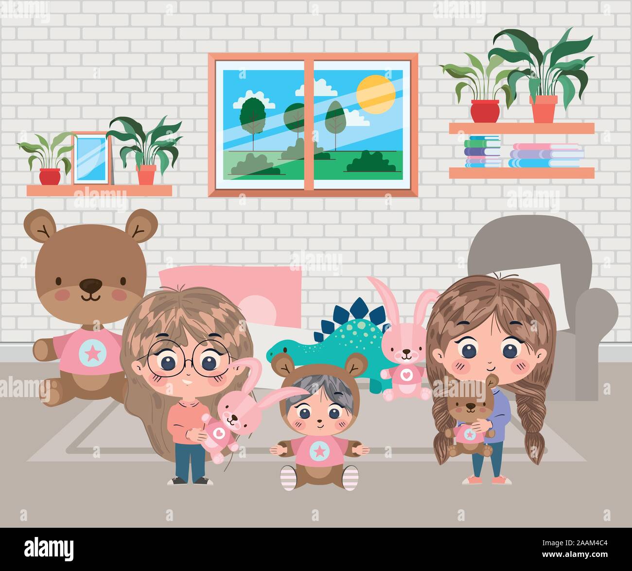 Girls and boy cartoon vector design Stock Vector Image & Art - Alamy