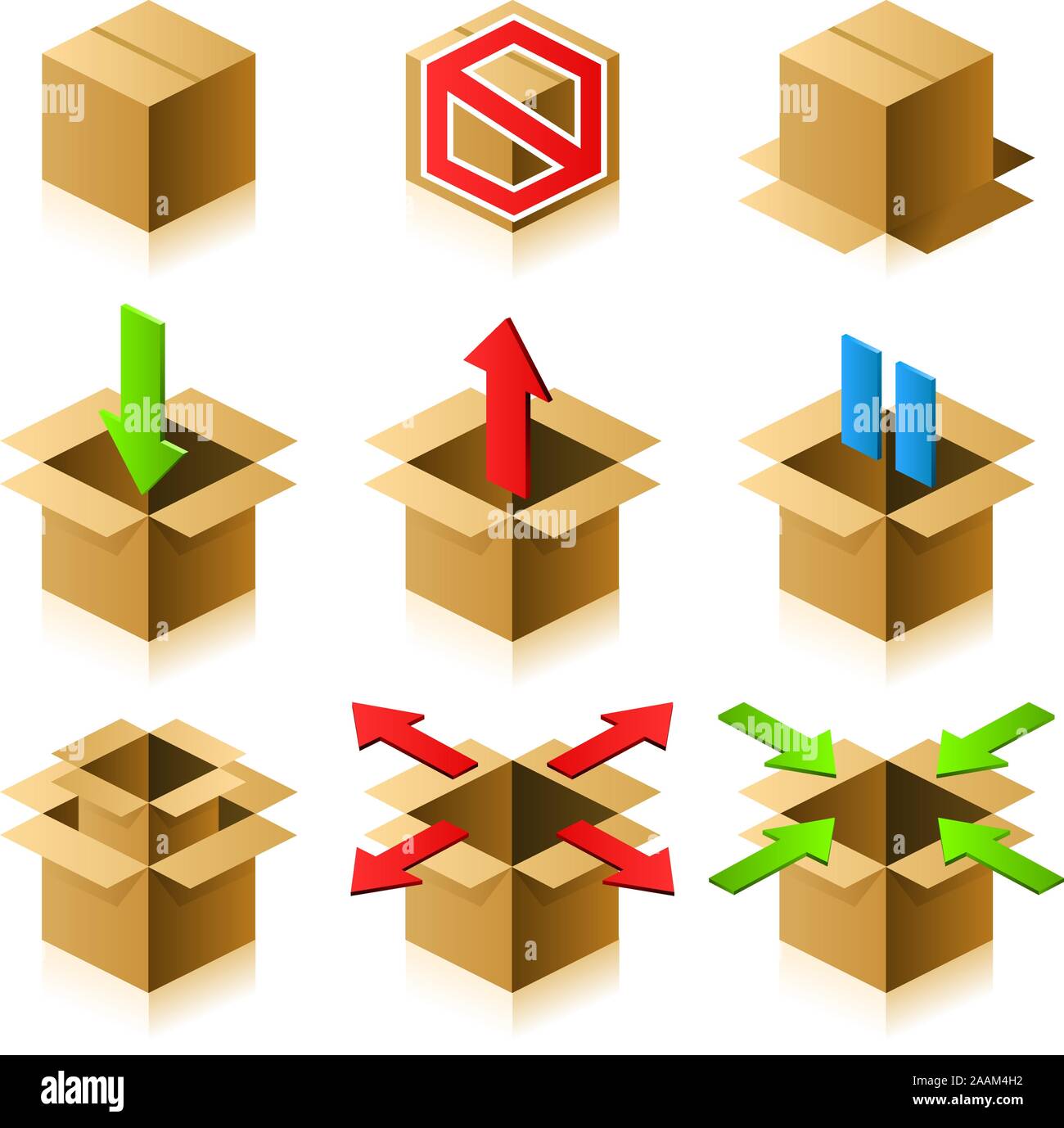 Series of cardboard box icons design set Stock Vector Image & Art - Alamy