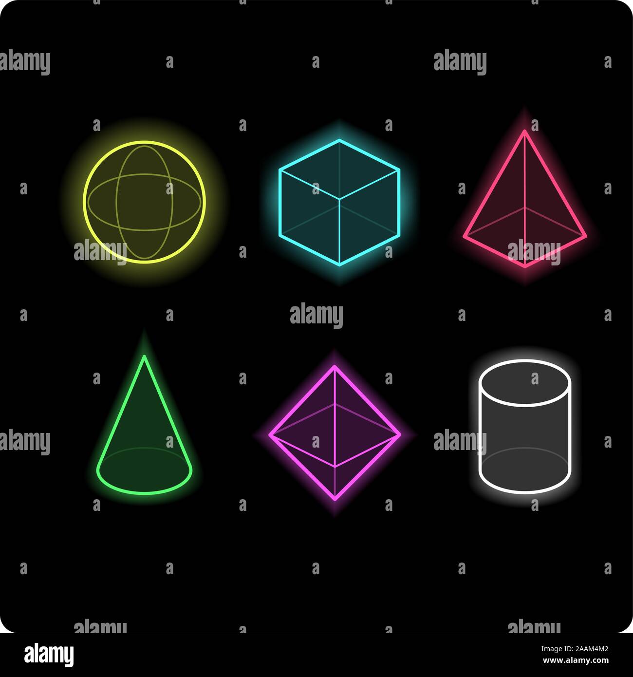 geometric neon icons vector illustrations Stock Vector Image & Art - Alamy