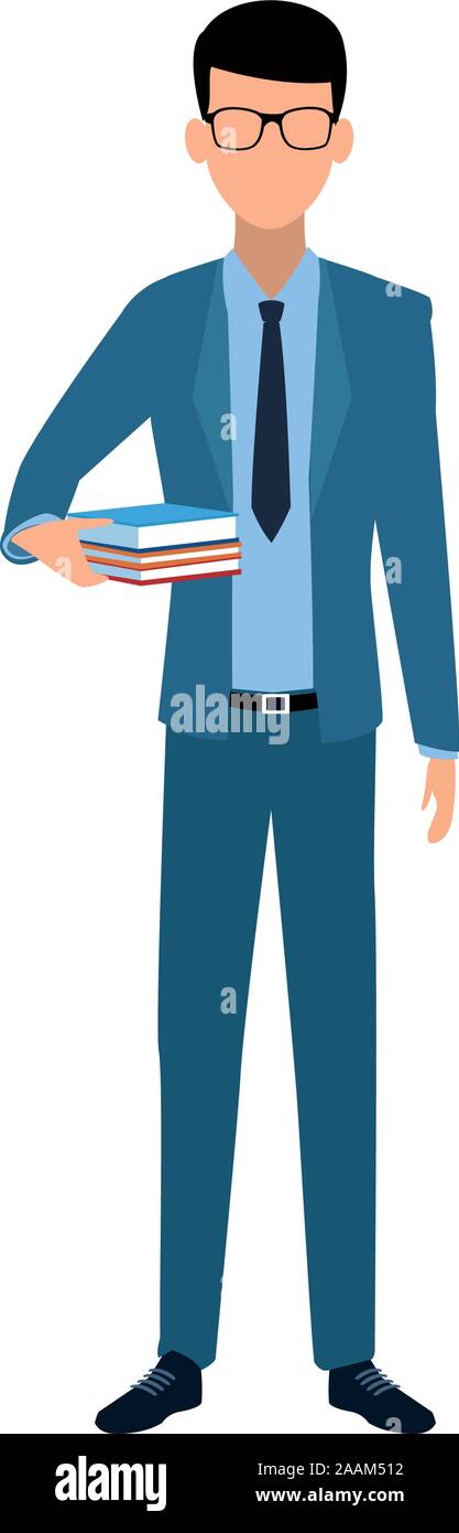 avatar businessman with books icon Stock Vector Image & Art - Alamy