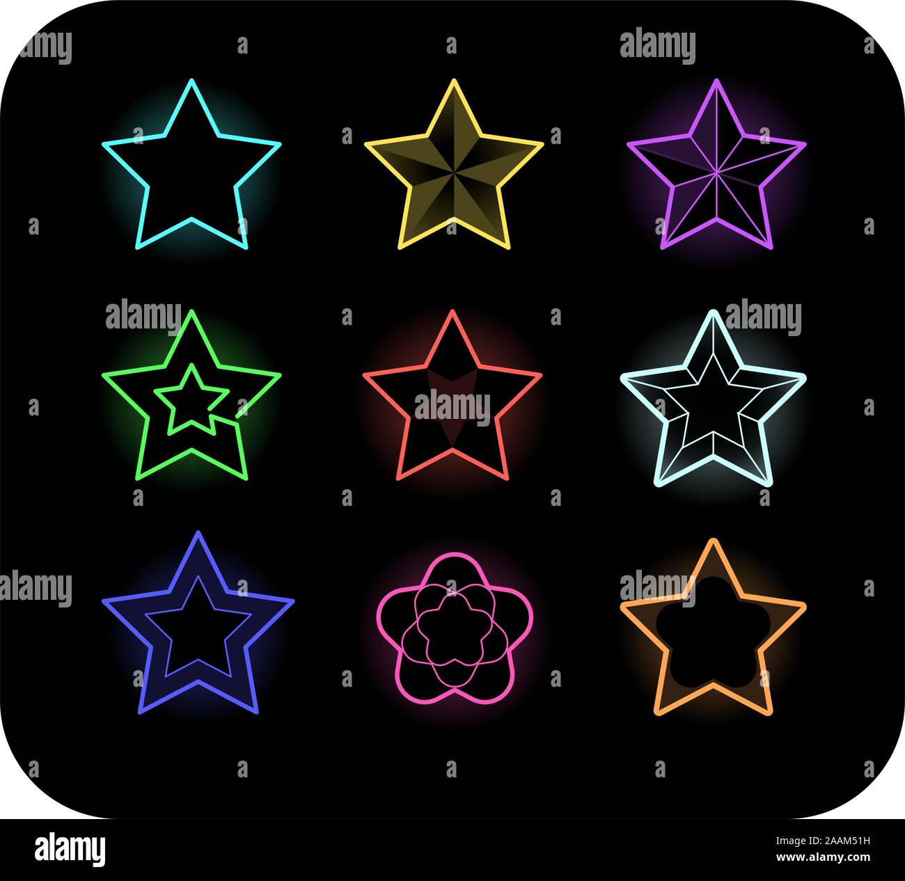 neon star icons Stock Vector Image & Art - Alamy