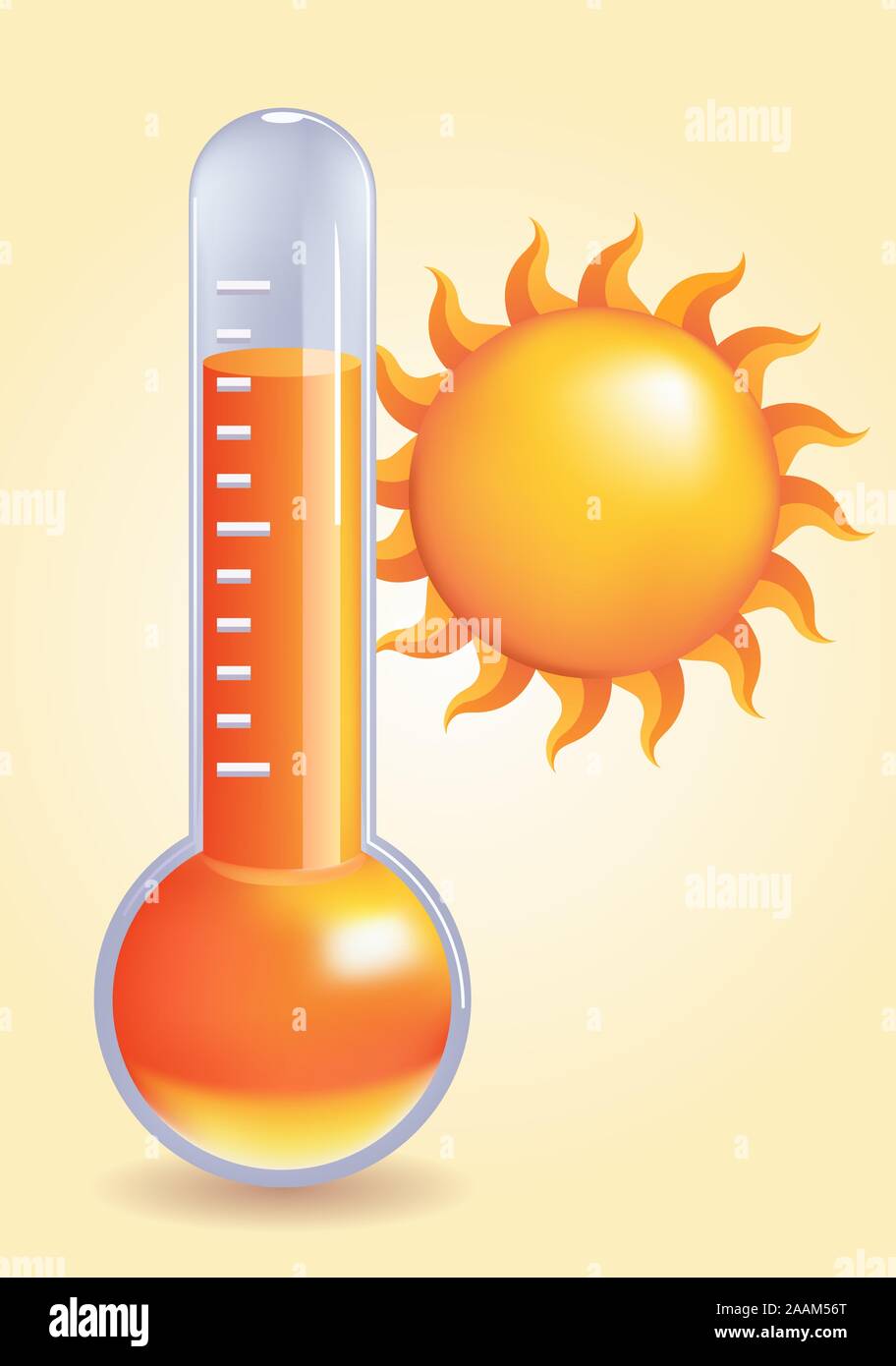 Thermometer with Sun shining vector illustration Stock Vector Image ...