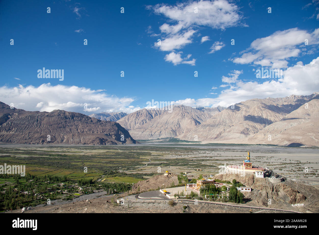 Diskit monastery in Nubra valley, Ladakh, northern India Stock Photo ...