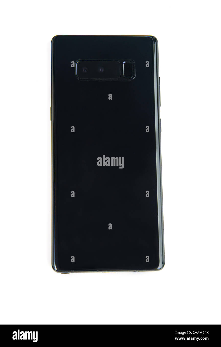 Cell phone isolated on light background, plain black for a mockup. Use ...