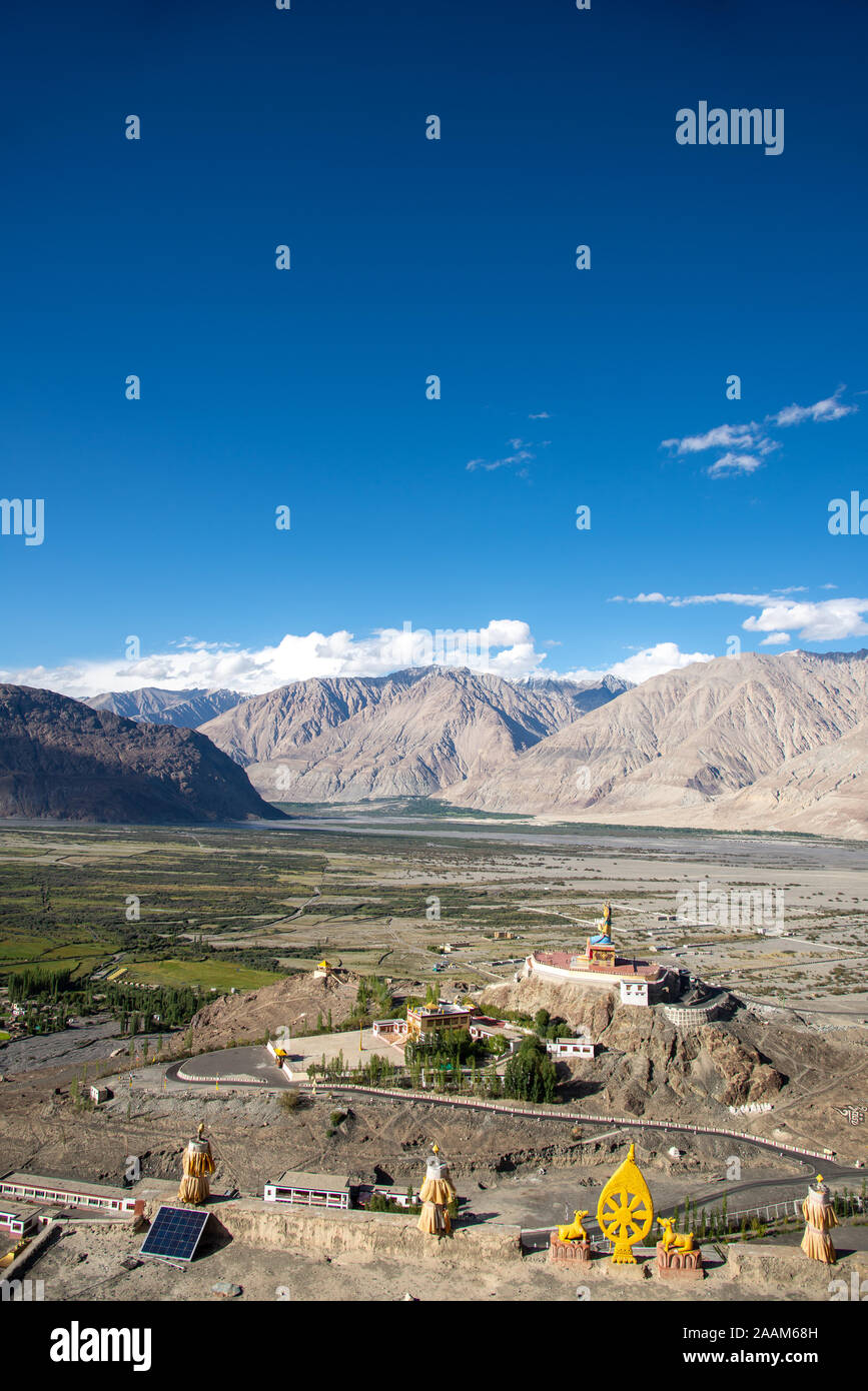 Diskit monastery in Nubra valley, Ladakh, northern India Stock Photo ...