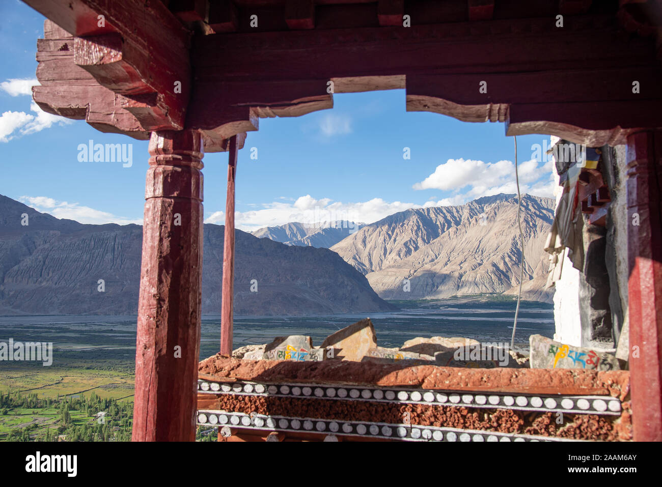 Diskit monastery in Nubra valley, Ladakh, northern India Stock Photo ...