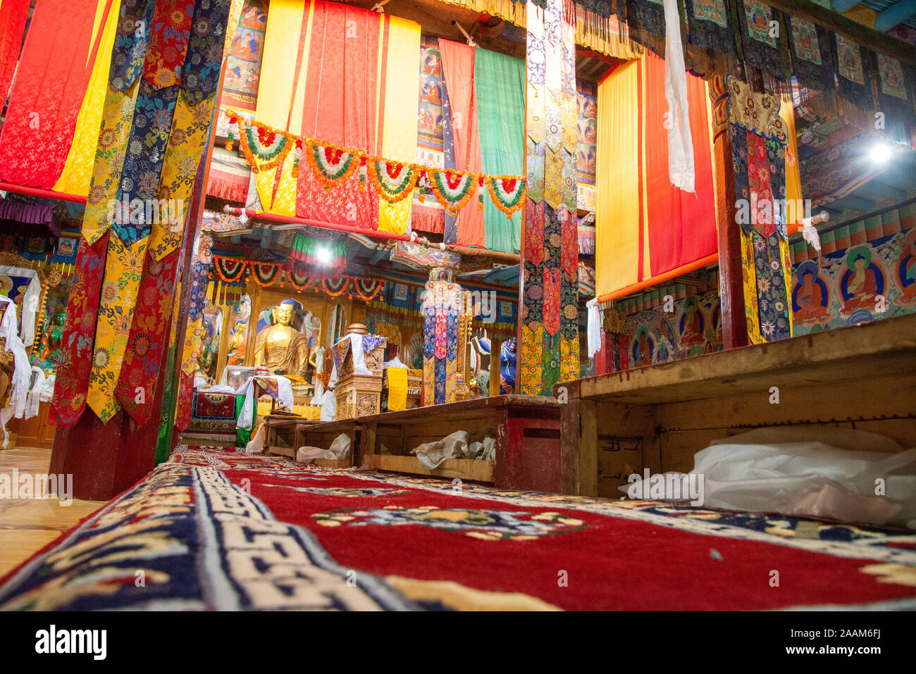 interior of Samstanling monastery in Nubra valley, Ladakh, India Stock ...