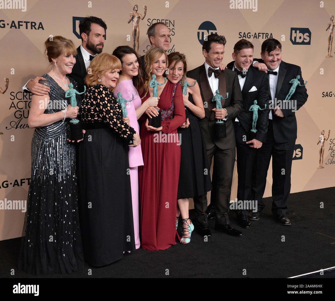LOS ANGELES, CA - JANUARY 30, 2016: "Downton Abbey" stars Lesley Nicol ...
