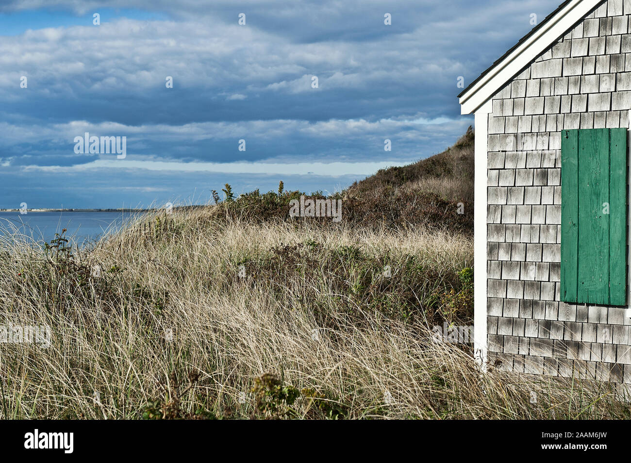 Waterfront beach cottage, Truro, Cape Cod, Massachusetts, USA Stock ...