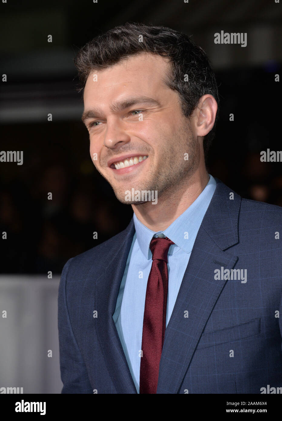 LOS ANGELES, CA - FEBRUARY 1, 2016: Actor Alden Ehrenreich at the world ...