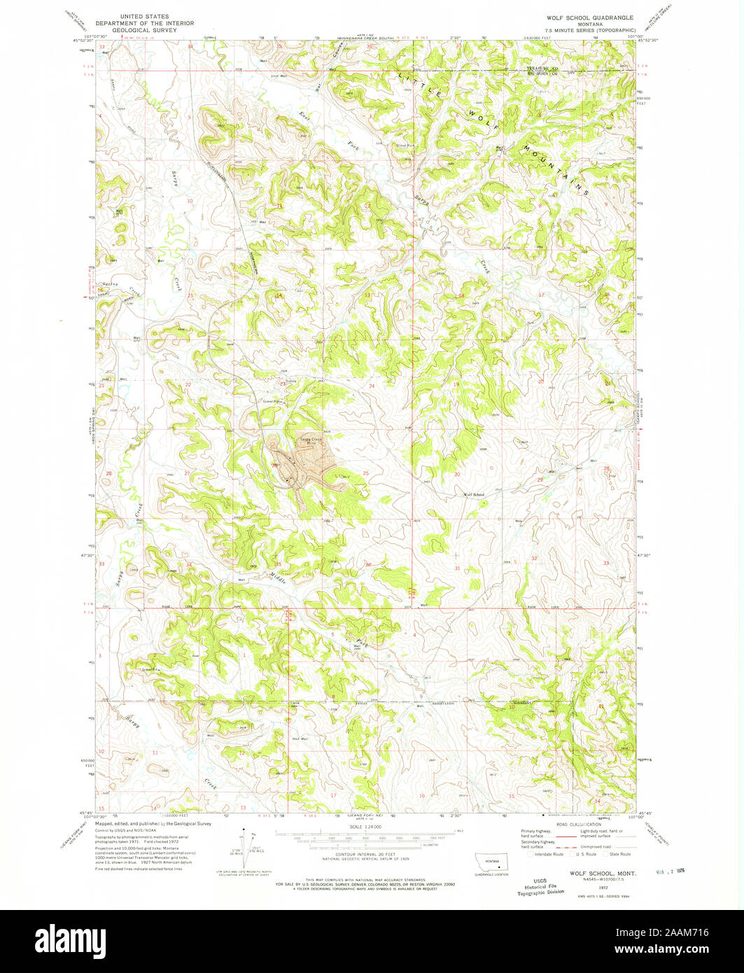 USGS TOPO Map Montana MT Wolf School 267695 1972 24000 geo Restoration ...