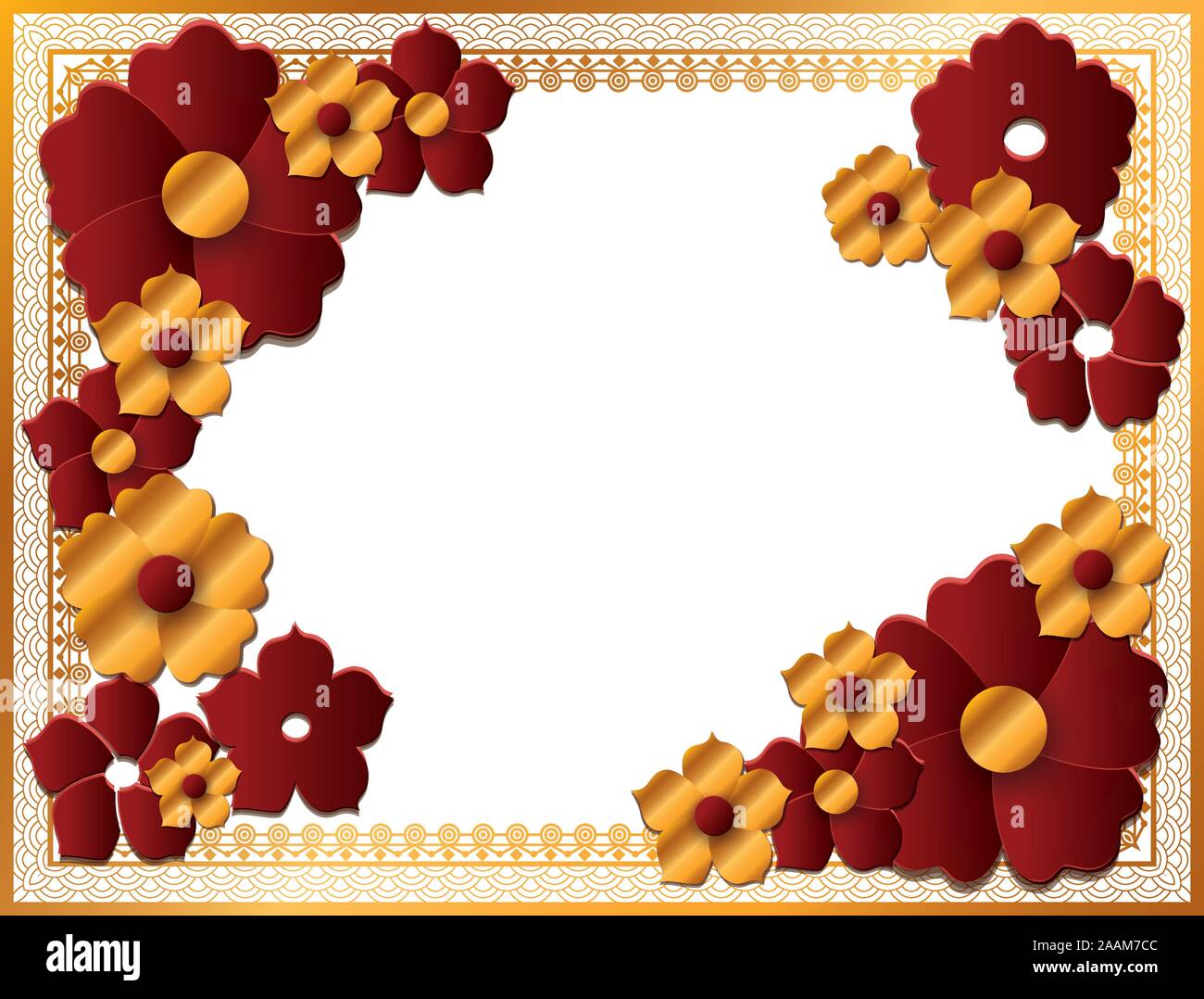 Gold frame with flowers vector design Stock Vector Image & Art - Alamy