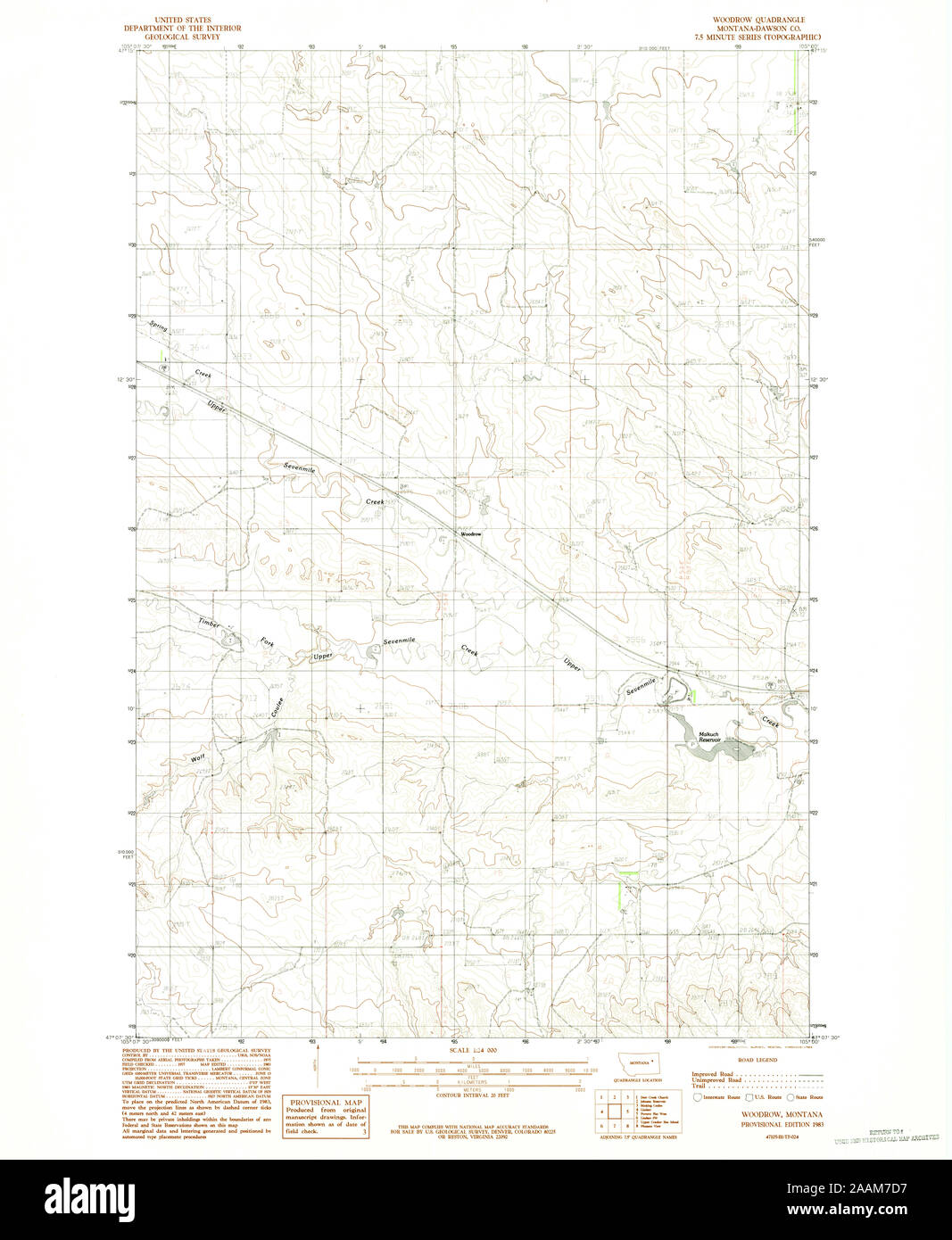 USGS TOPO Map Montana MT Woodrow 267708 1983 24000 geo Restoration ...