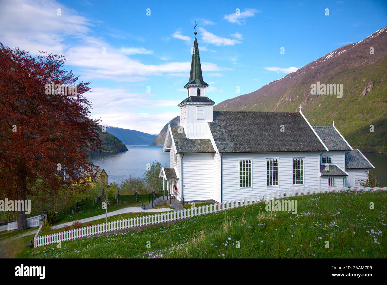 Church of Arnafjord at Sognefjord in Norway Stock Photo - Alamy