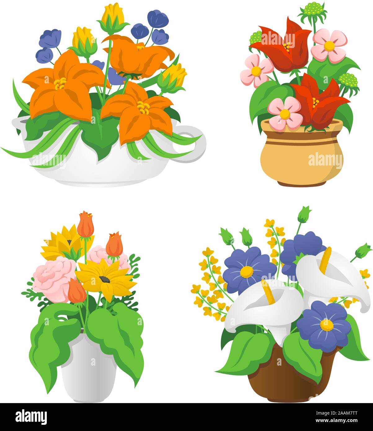 Flower arrangements cartoon illustrations to celebrate special occasion ...