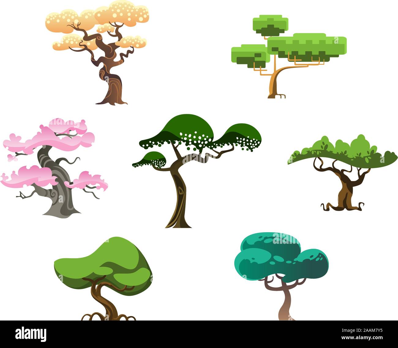 Design trees collection set, vector illustration trees Stock Vector ...