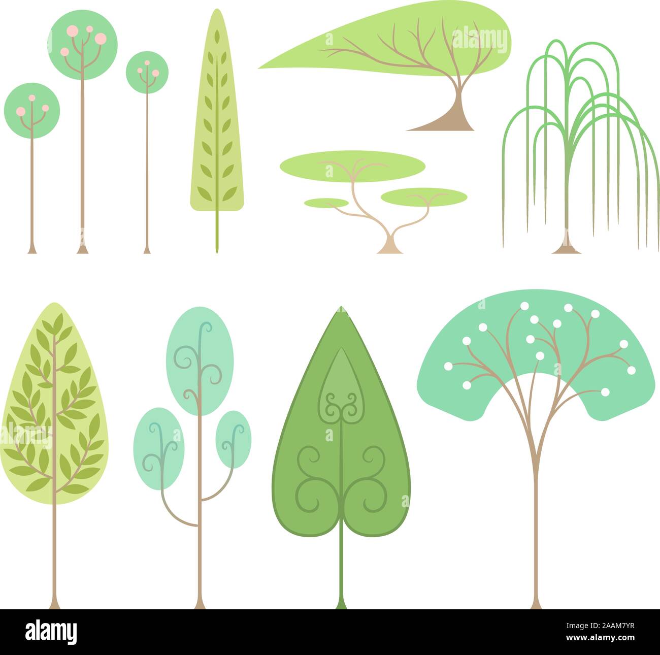 stylized trees set Stock Vector Image & Art - Alamy