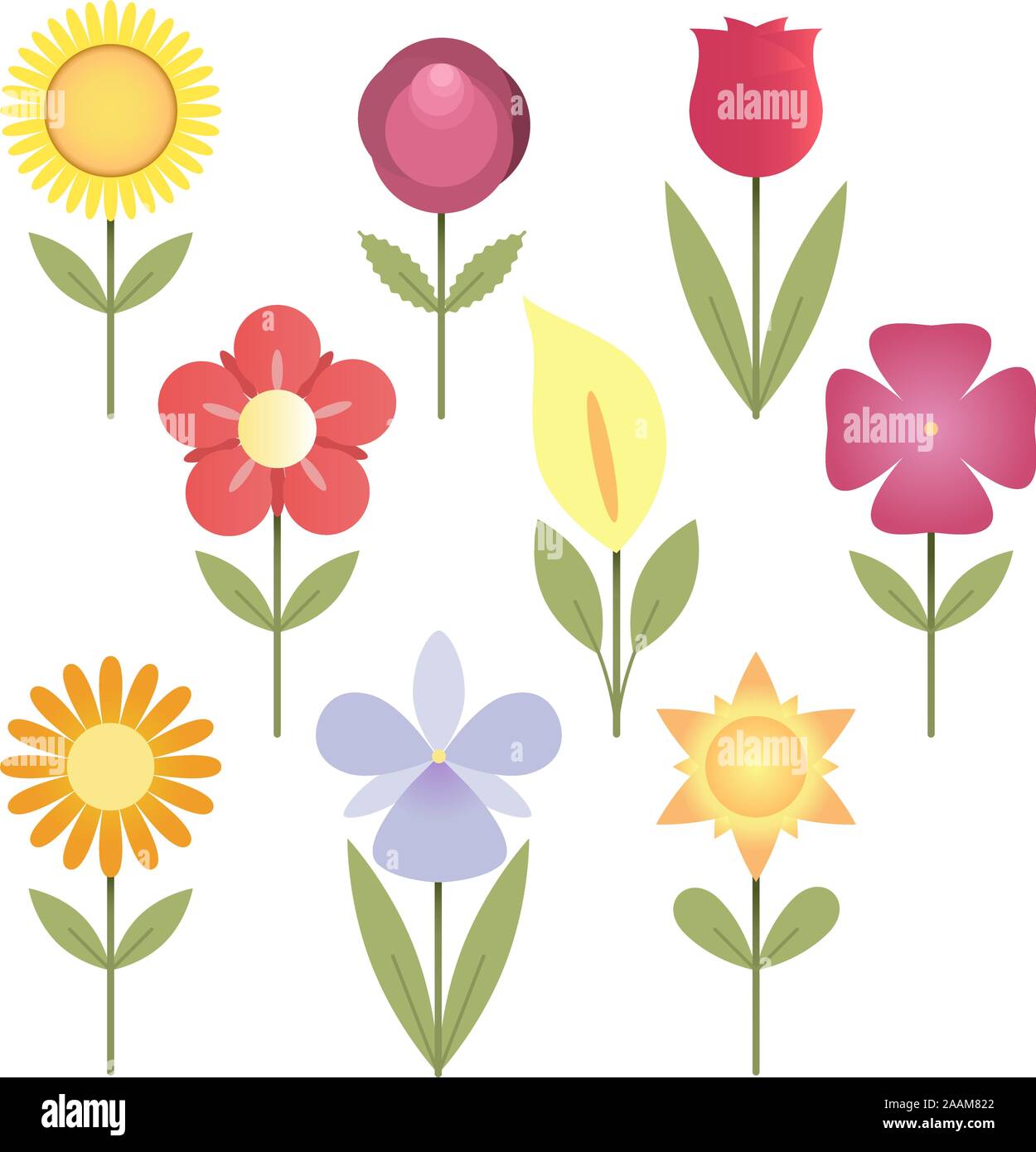 retro flower icon set Stock Vector Image & Art - Alamy