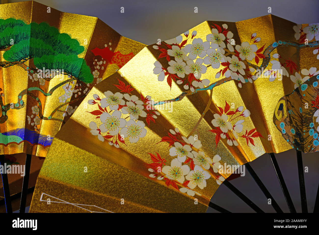 Traditional paper fans in a crafts store in Kyoto, Japan Stock Photo ...