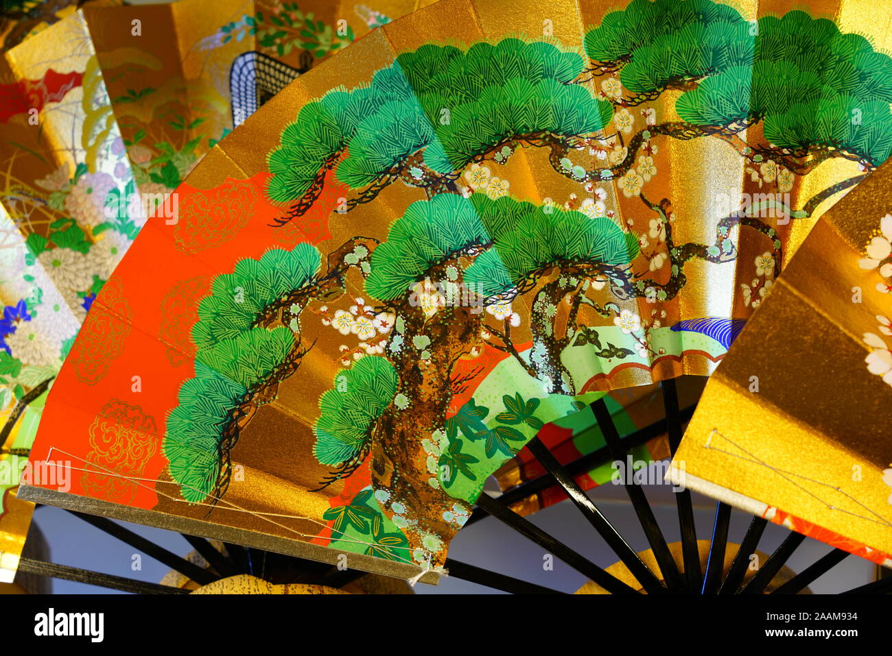 Traditional paper fans in a crafts store in Kyoto, Japan Stock Photo ...