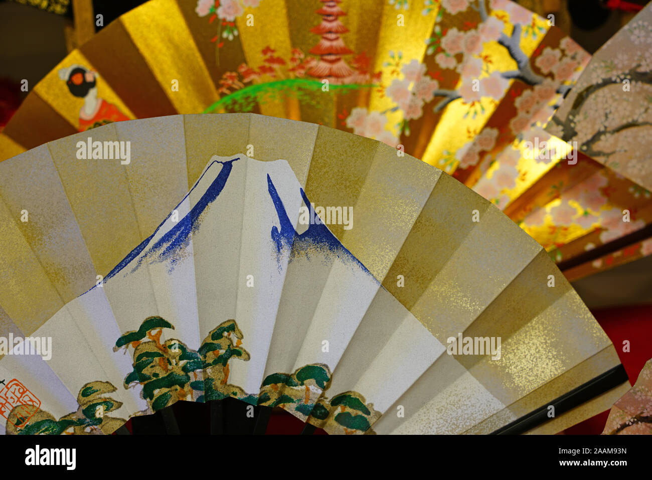 Traditional paper fans in a crafts store in Kyoto, Japan Stock Photo ...