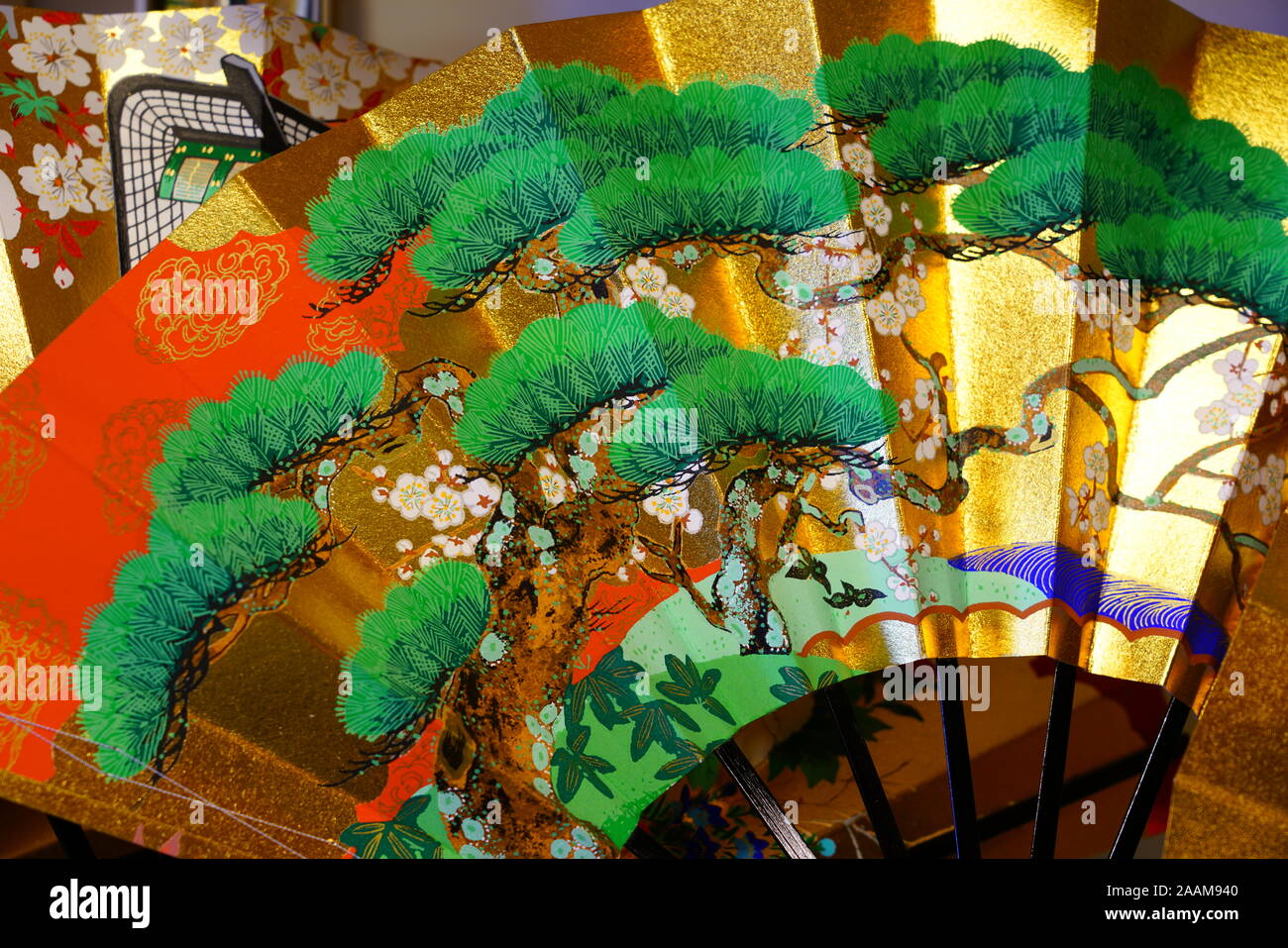 Traditional paper fans in a crafts store in Kyoto, Japan Stock Photo ...