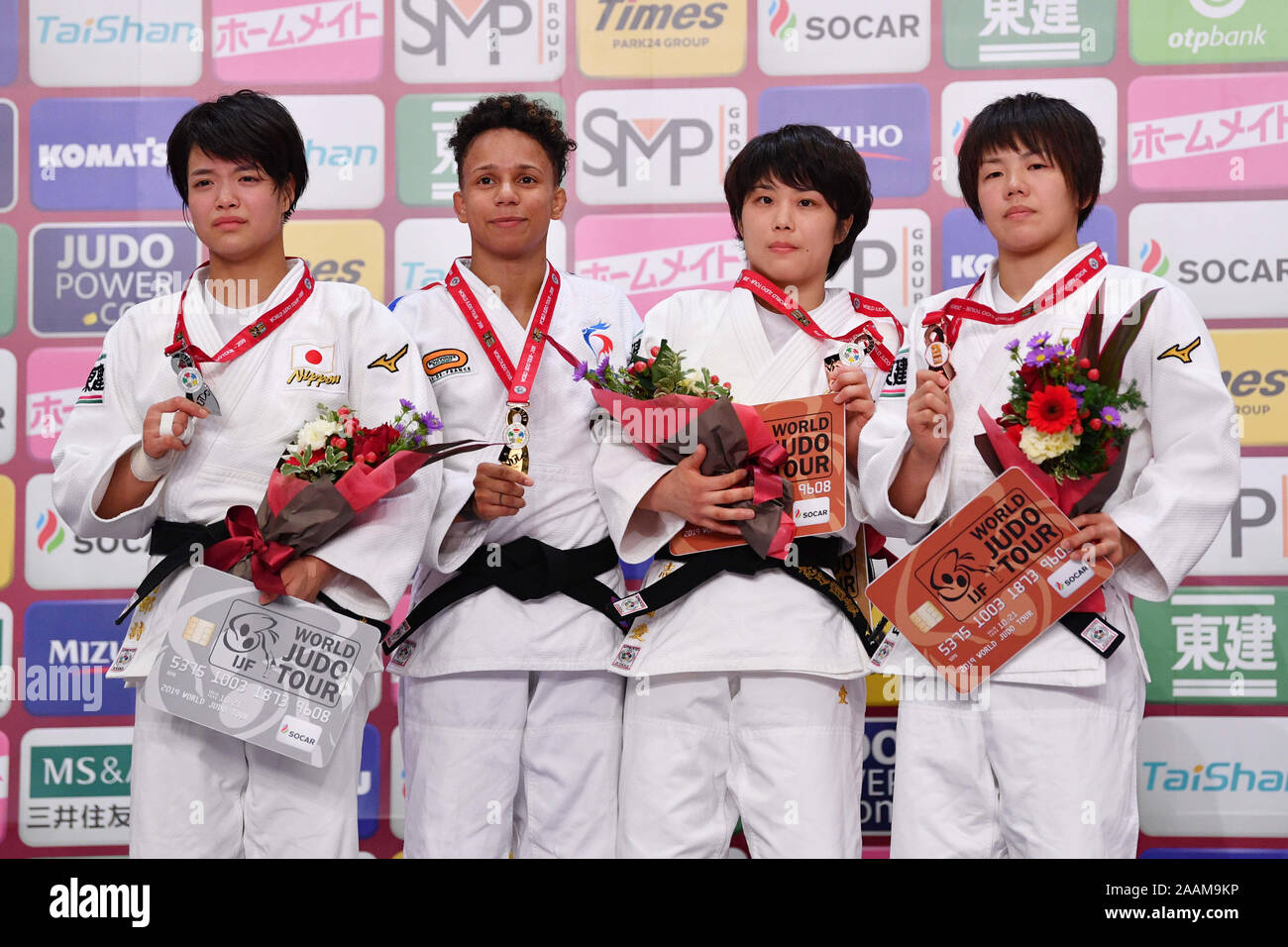 Osaka, Japan. Credit: MATSUO. 22nd Nov, 2019. (L-R) Uta Abe (JPN), Amandine Buchard (FRA), ? Ai ...