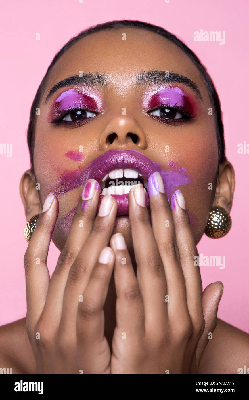 creative makeup beauty portrait of young female Stock Photo - Alamy