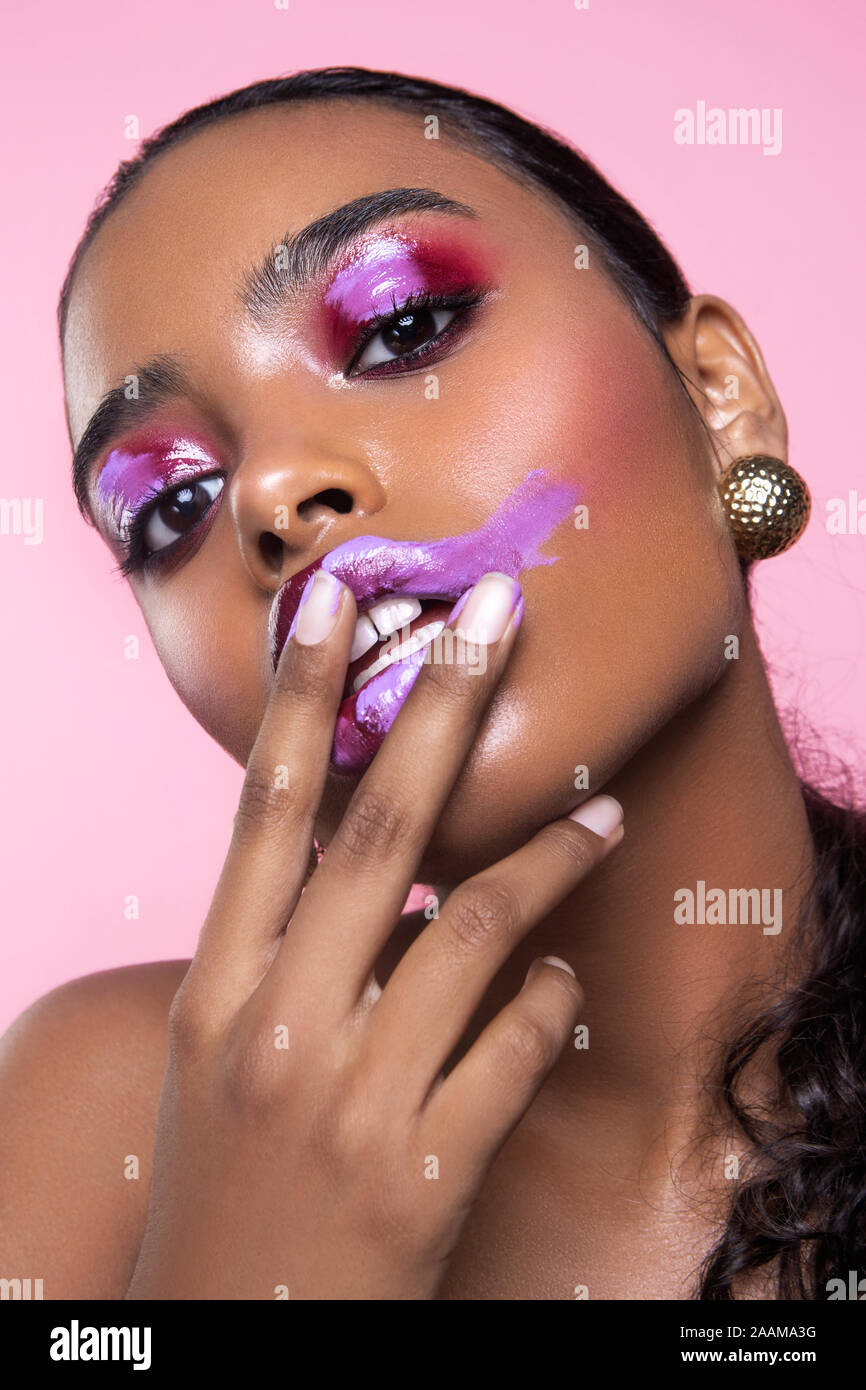 creative makeup beauty portrait of young female Stock Photo - Alamy